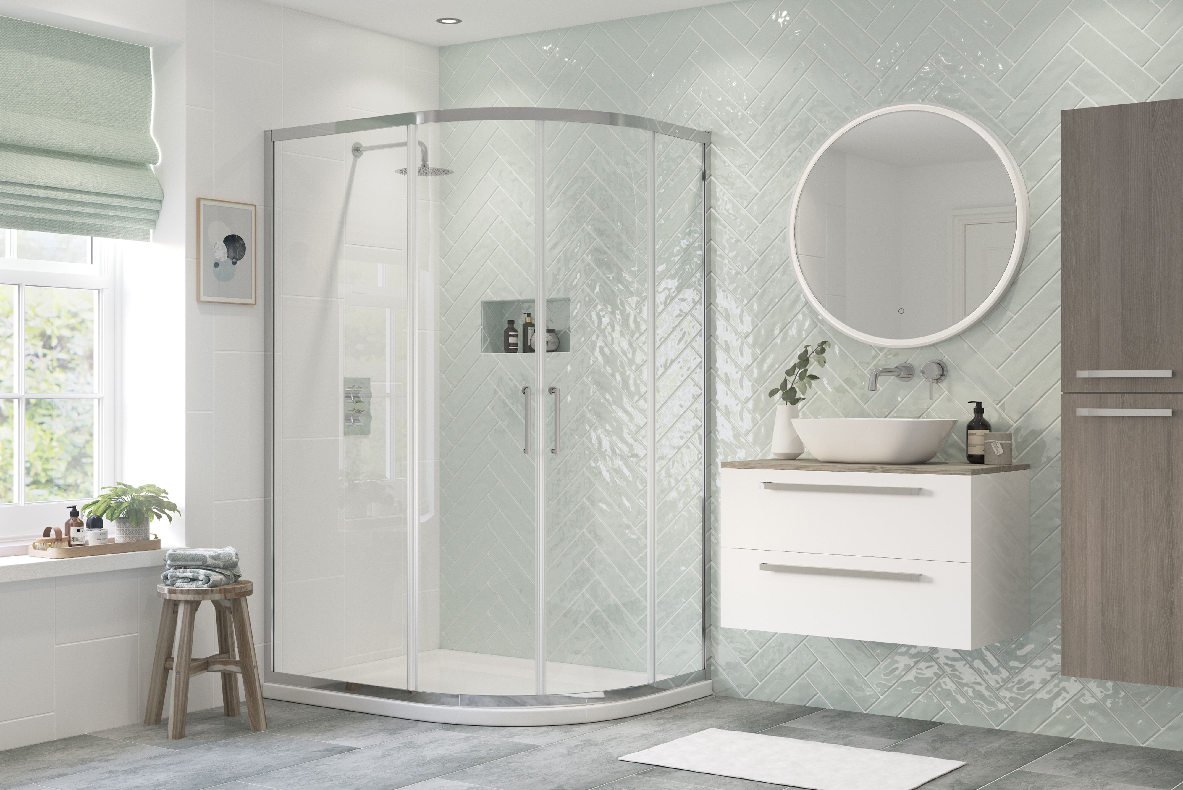 Offset Quadrant Enclosures – Bath & Tile