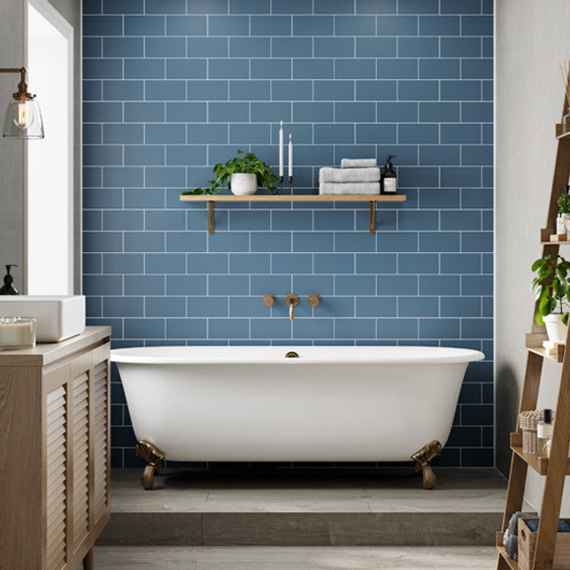 Multipanel Misty Blue Metro Tile Effect Wet Wall Shower Panel – Bath & Tile